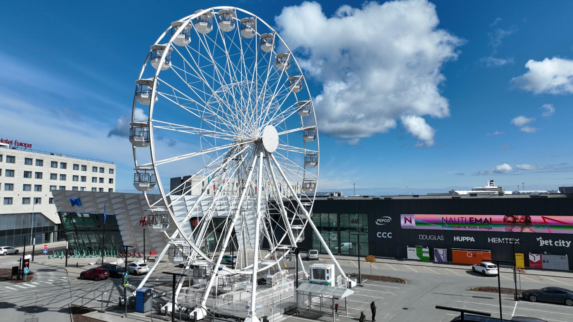 A Ferris wheel has opened in the Nautica Centre car park - Nautica